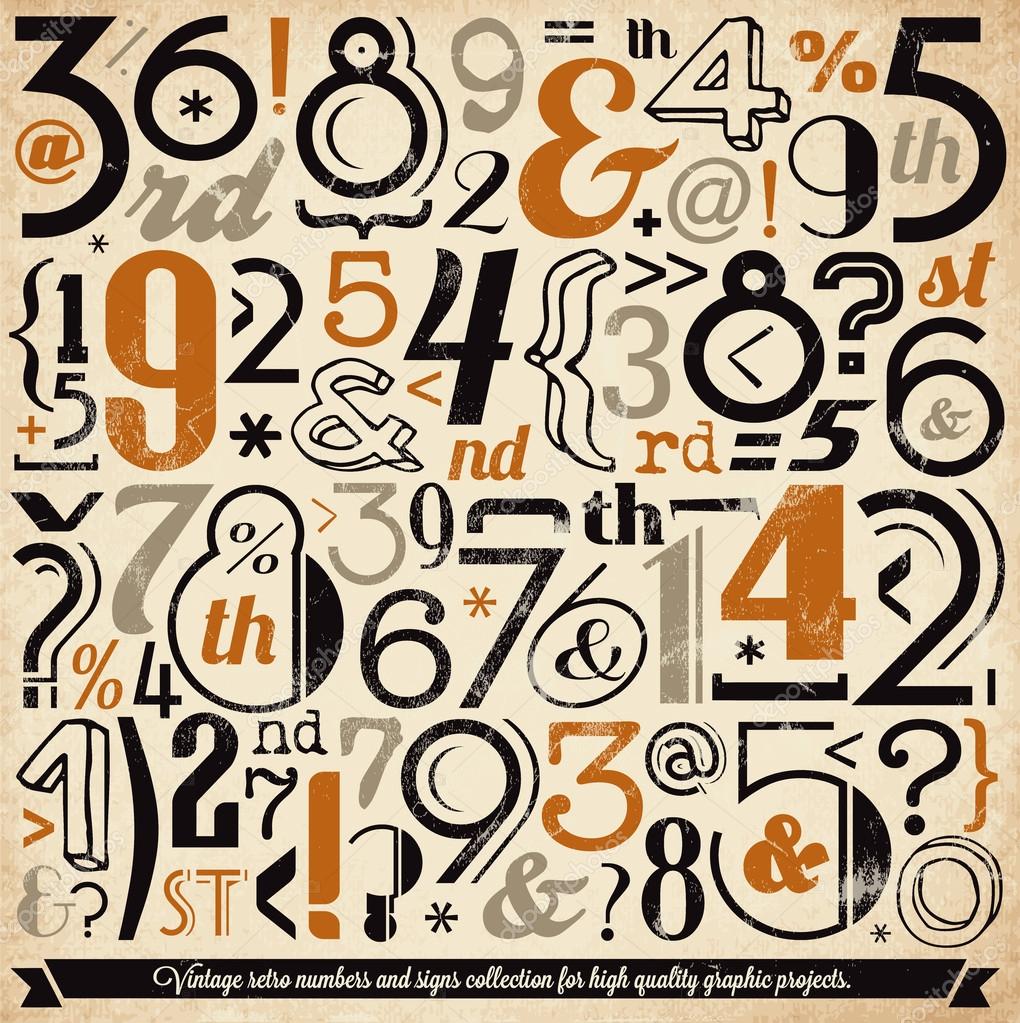 Various Vintage Number and Typography Collection — Stock Vector ...