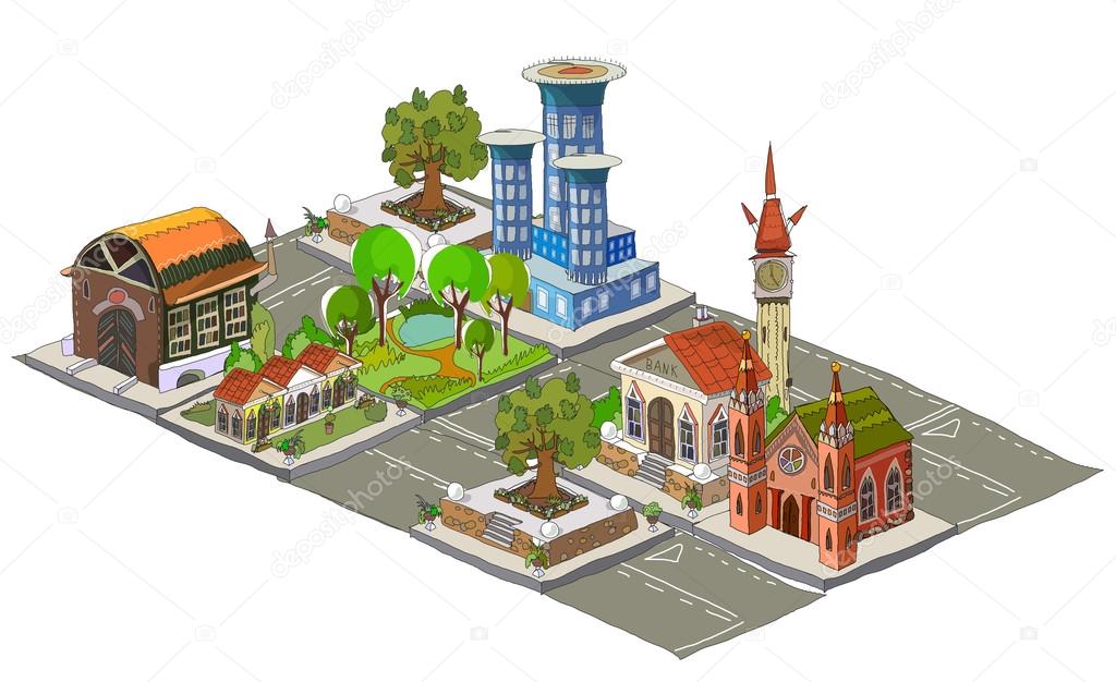 3D city icons set — Stock Vector © irstone #37142493