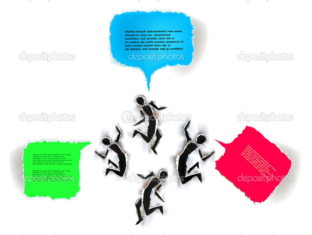 Paper collection Talking people and bubble for text Ripped paper design ...