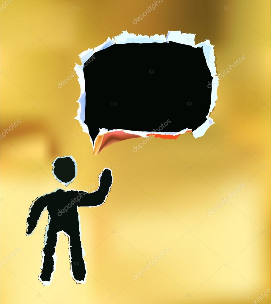 Ripped paper background, Human symbol made on golden paper Stock Vector ...