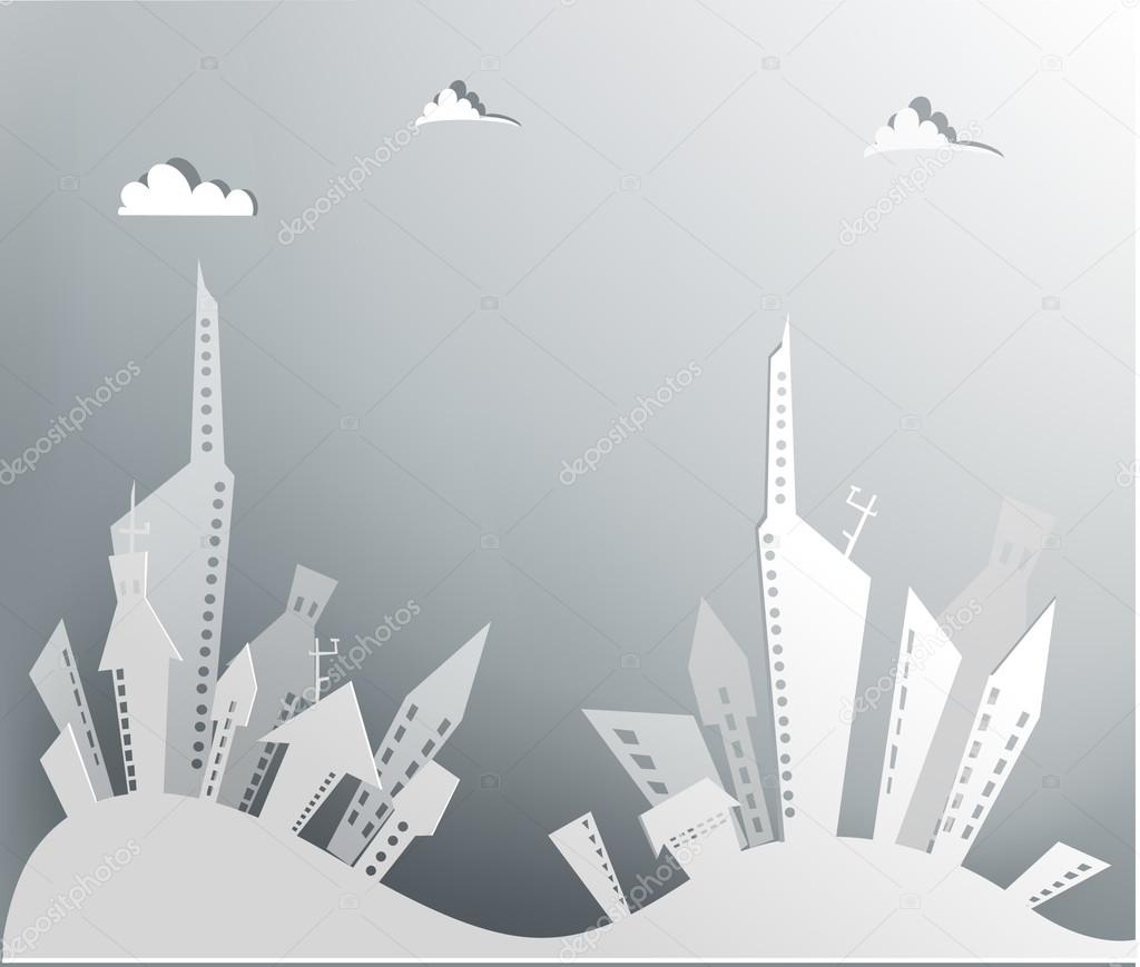 White city collection, City background made of paper stickers Stock ...