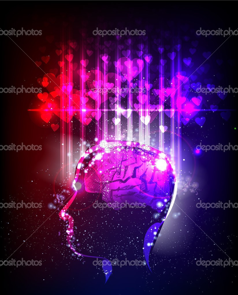 Cabeza humana, concepto de pensamiento Ilustración de la colección Neon ...