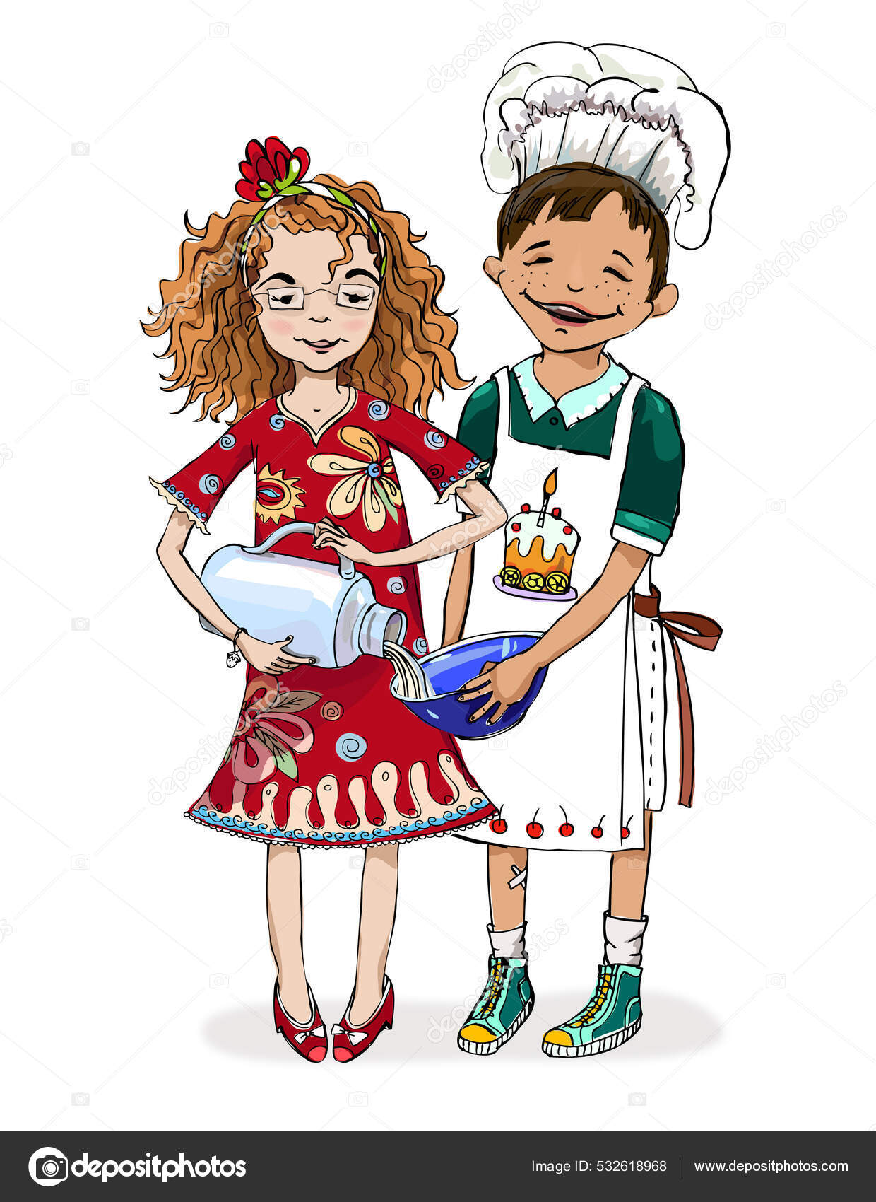 Matlagning Lektion Skolan Grupp Glada Barn Inkluderar Pojken Rullstolen ...