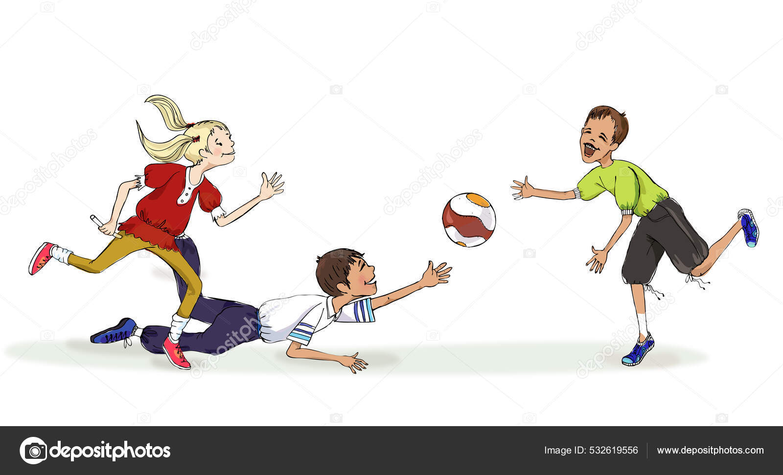 Group Children Playing Ball Team Building Educational Concept ...