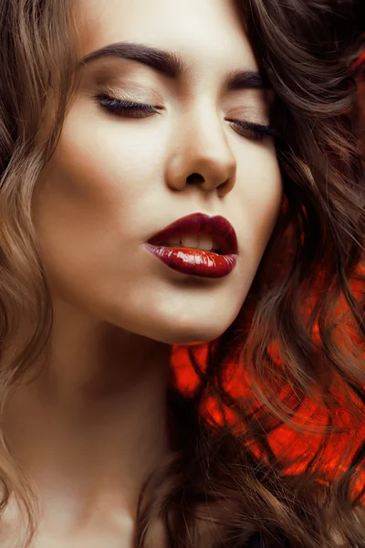 Beauty Woman With Perfect Makeup Beautiful Professional Holiday — Stock