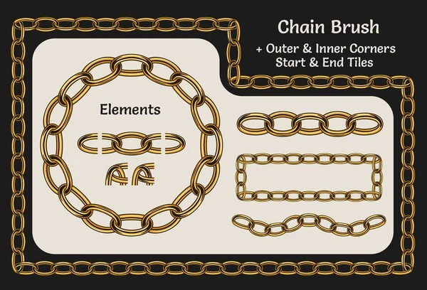 Bike Chain Pattern Brush Corners End Start Tiles Gold Color Stock ...