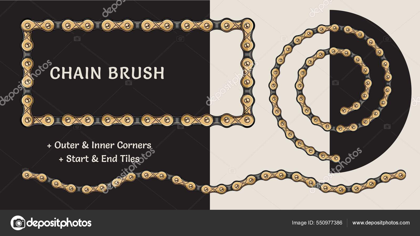 Bike Chain Pattern Brush Corners End Start Tiles Gold Color Stock ...