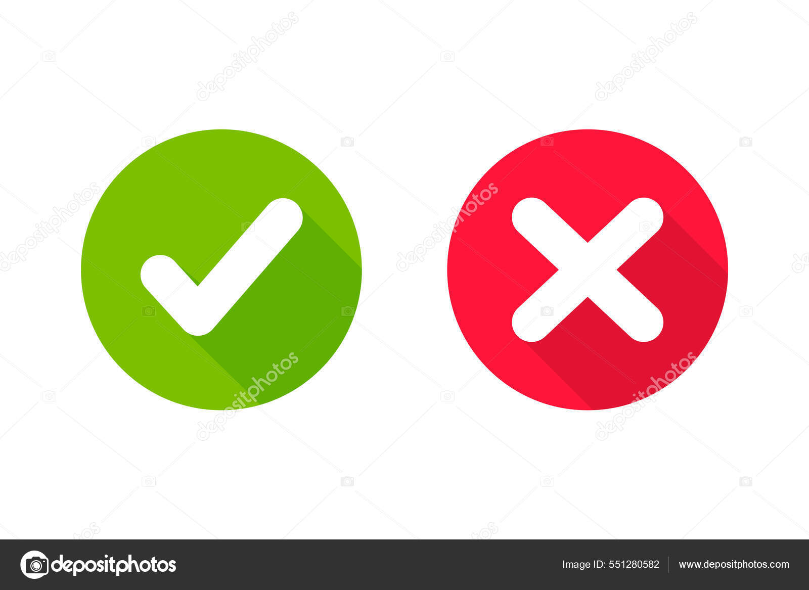 Incorrecto Icono Marca Verificación Sombra Larga Para Validación ...