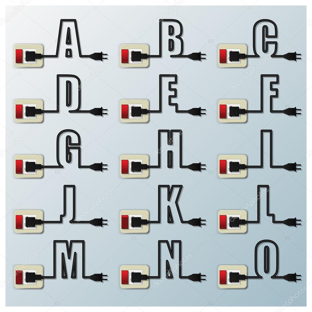 Alphabets Character Letter Electric Wire Line Stock Vector Image by ...