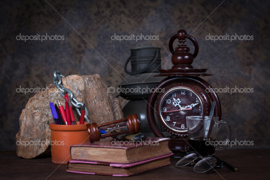 Group of old objects on wooden table — Stock Photo © jeffy1139 #45506749