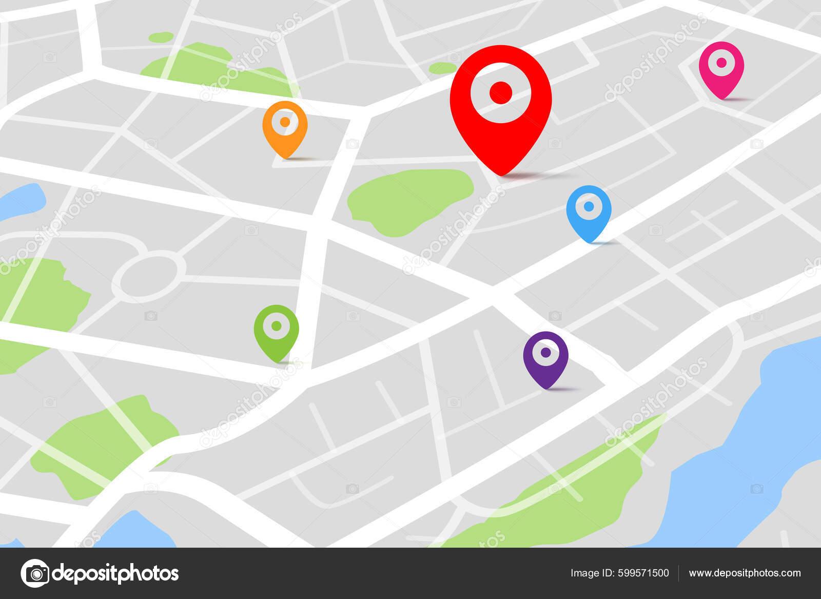 Isometric Map Destination Location Point Aerial Clean Top View Day ...