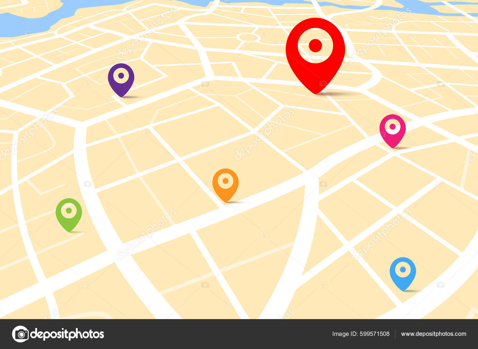 Map Destination Location Point Aerial Clean Top View City Map Stock ...