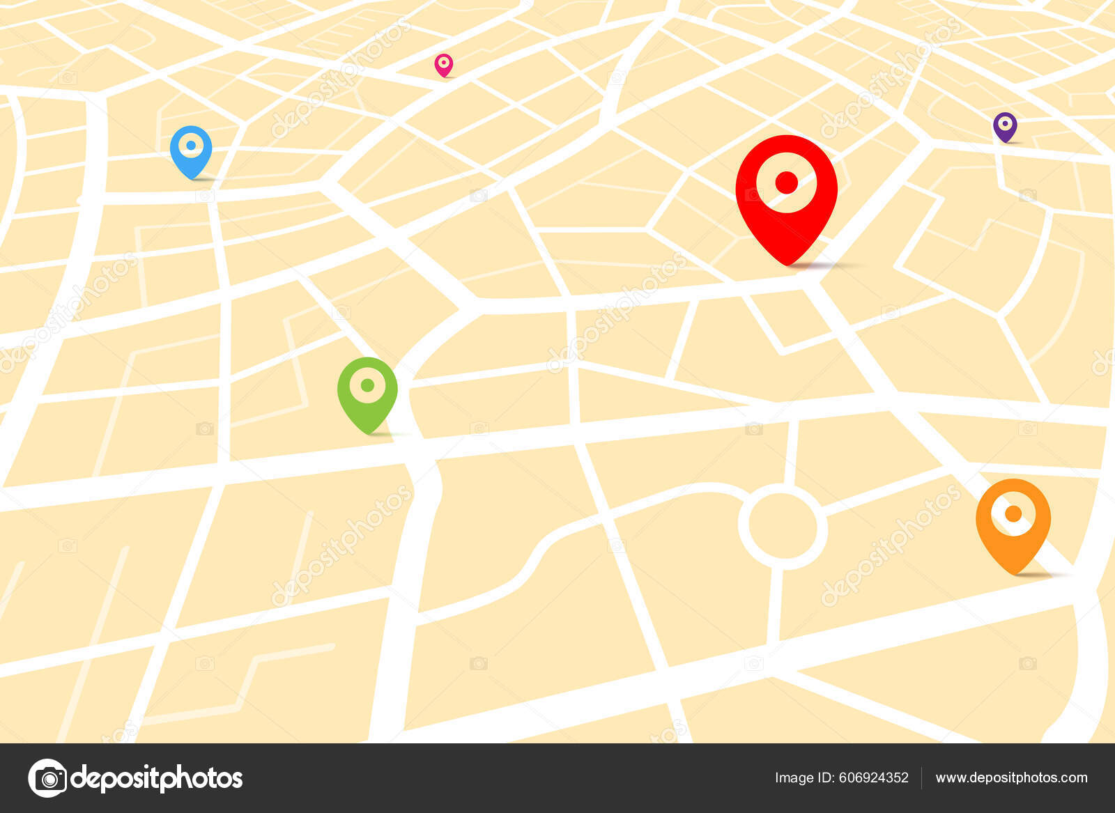 Map Destination Location Point Aerial Clean Top View City Map Stock ...