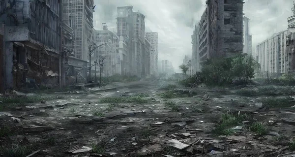 Destroyed city, the consequences of the third world war, the ...