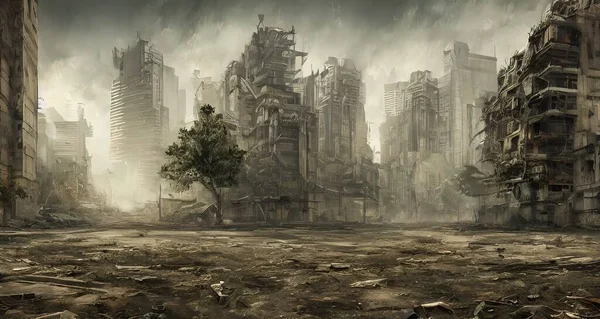 Destroyed city, the consequences of the third world war, the ...