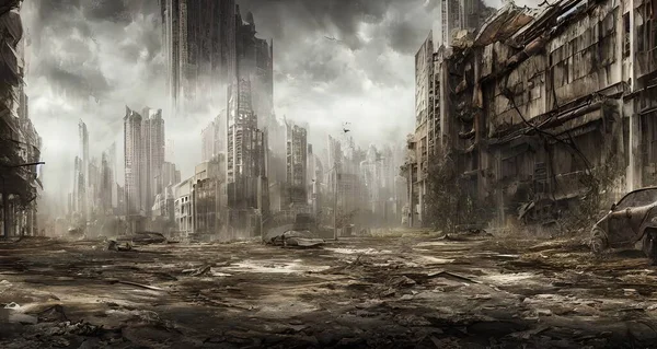 Destroyed city, the consequences of the third world war, the ...