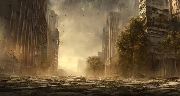 Destroyed city, the consequences of the third world war, the ...