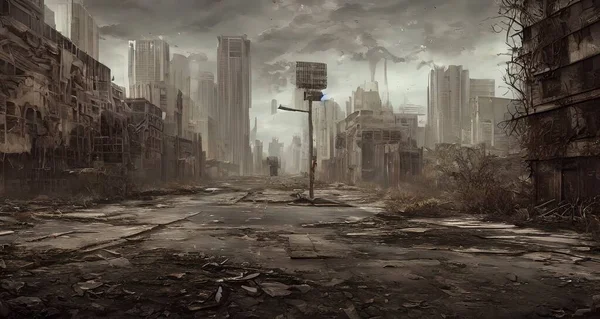 Destroyed Anime City Background