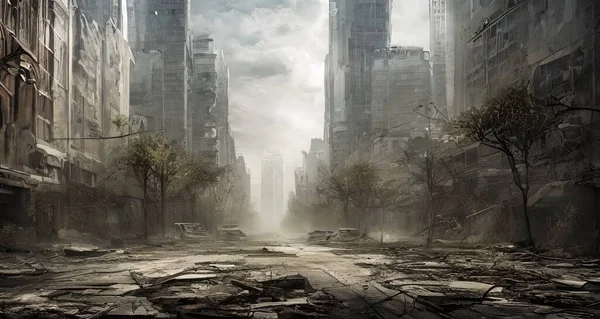 Destroyed City Drawing