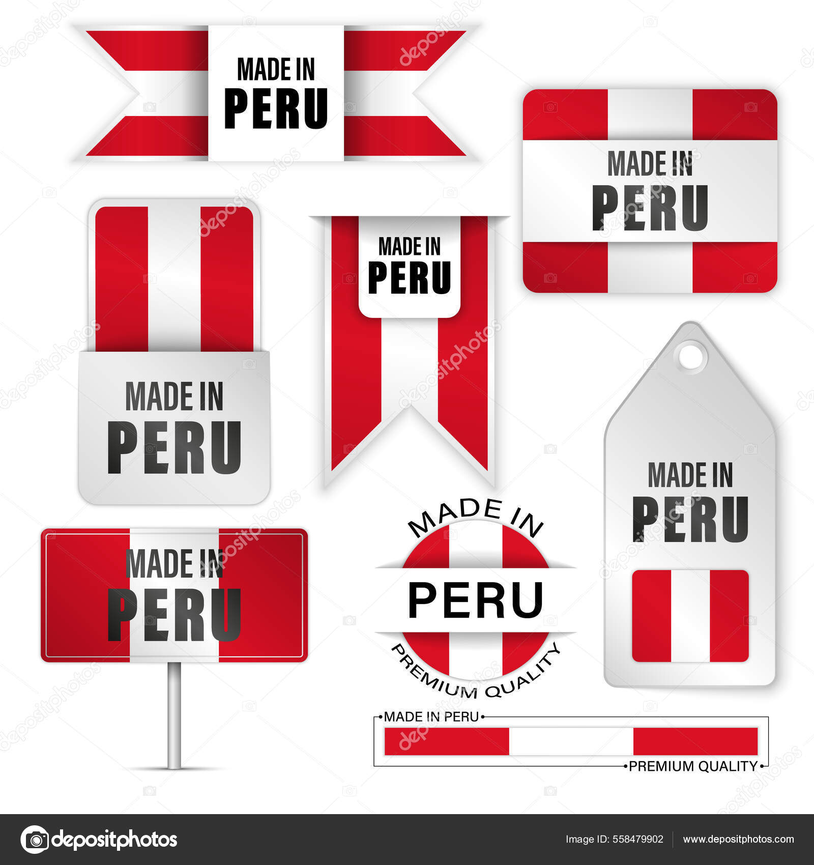 Made Peru Graphics Labels Set Some Elements Impact Use You Stock Vector ...
