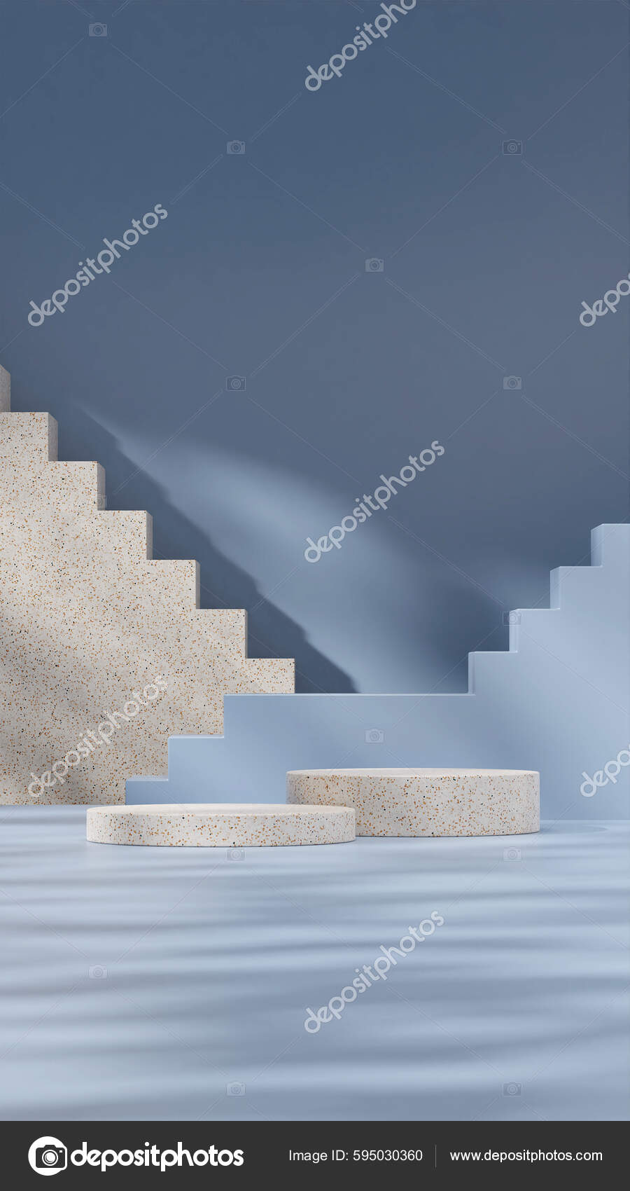 Template Render Mockup Terrazzo Podium Portrait Stair Backdrop Blue ...