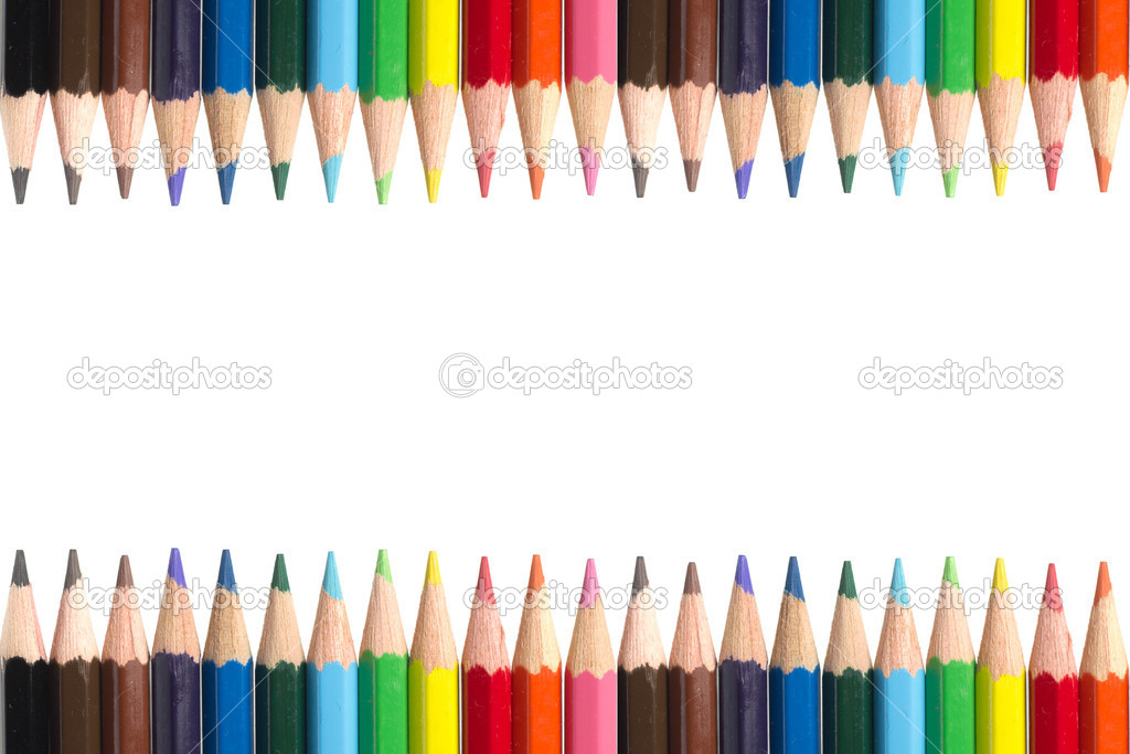 Color pencils Frame on White Background Stock Photo by ©mehmetdinler ...
