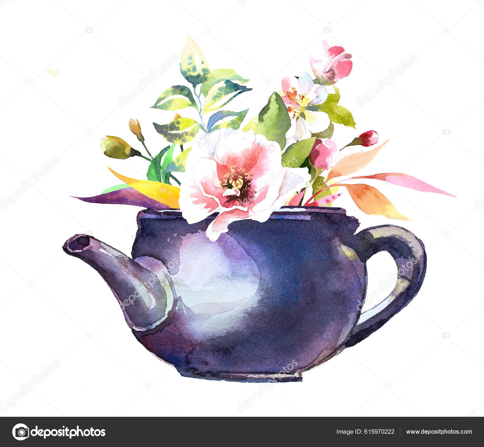 Hand Painted Teapot Flowers at Damien Tackett blog