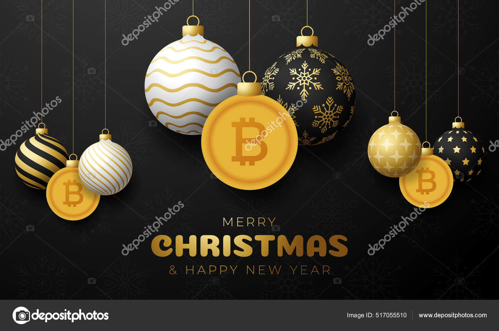 Merry Christmas Gold Bitcoin Symbol Banner Bitcoin Sign Christmas ...
