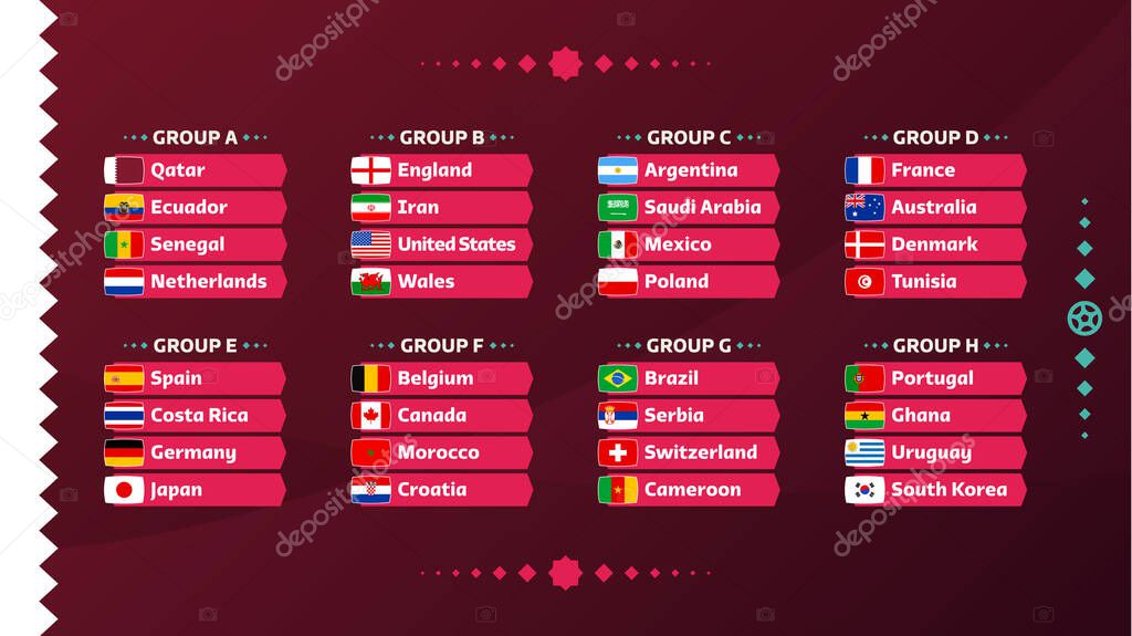Mundial de fútbol 2022 Grupo y conjunto de banderas. Banderas de los ...