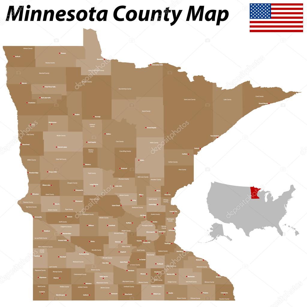 Minnesota County Map Stock Vector Image by ©Malachy666 #50467165