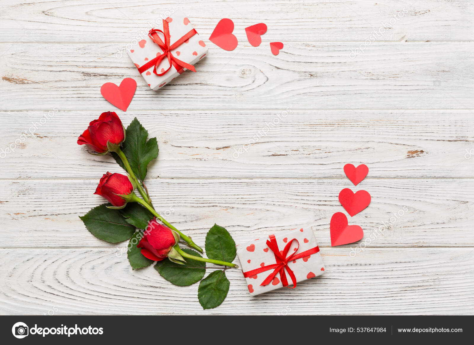 Heart Made Rose Git Box Heart Blank Greeting Card Mockup Stock Photo by ...