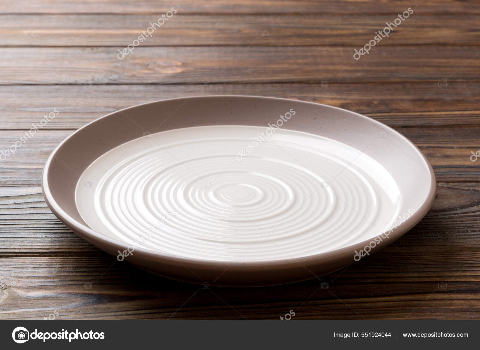 Perspective View Empty Light Plate Wooden Background Empty Space Your ...