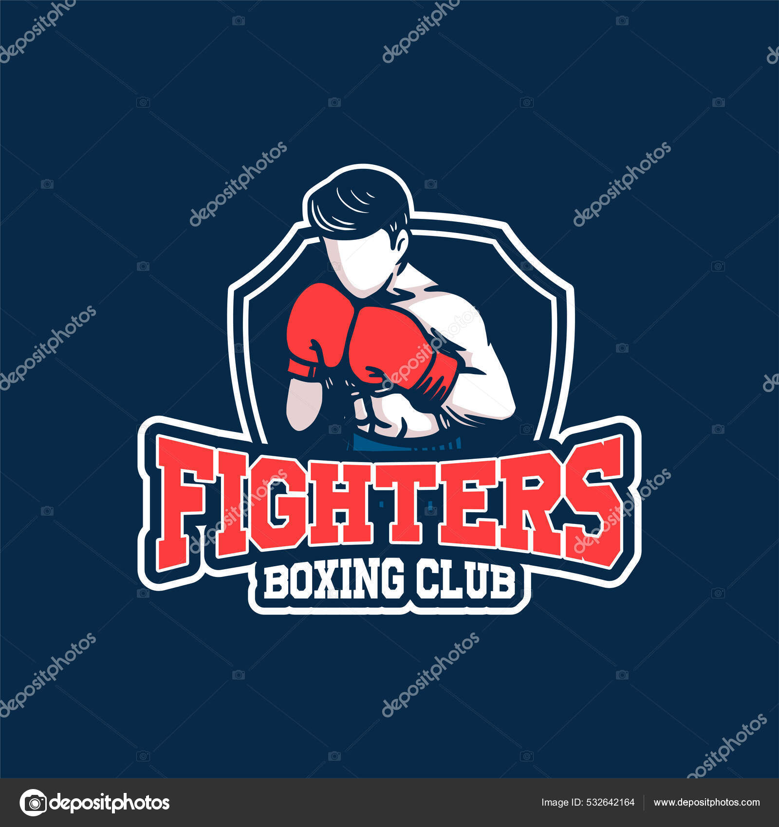 Fighters Boxing Club Vector Badge Logo Sport Shirt Design Stock ...