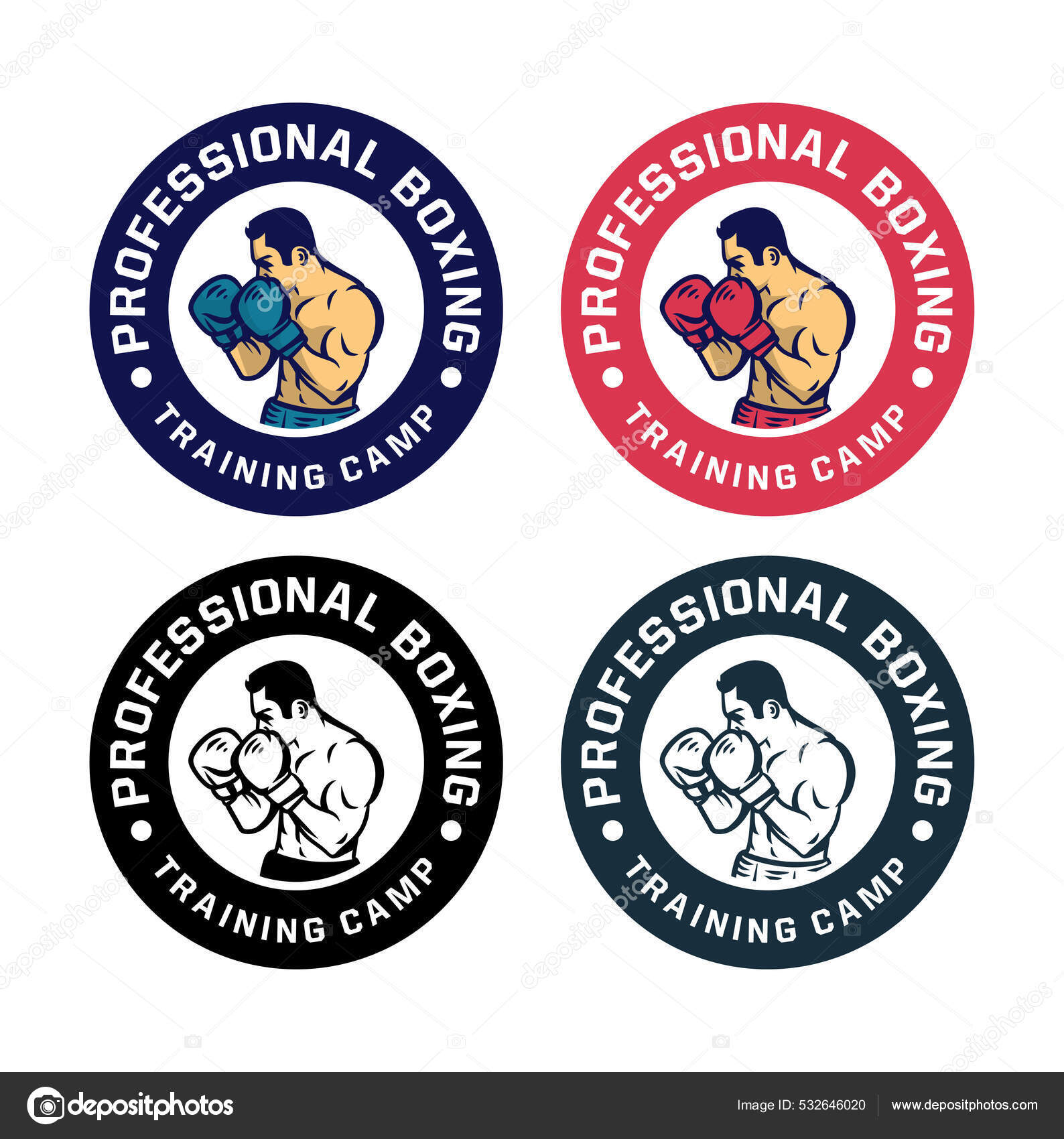 Boxing Badge Logo Design Boxer Defense Vector Pack Stock Vector Image ...