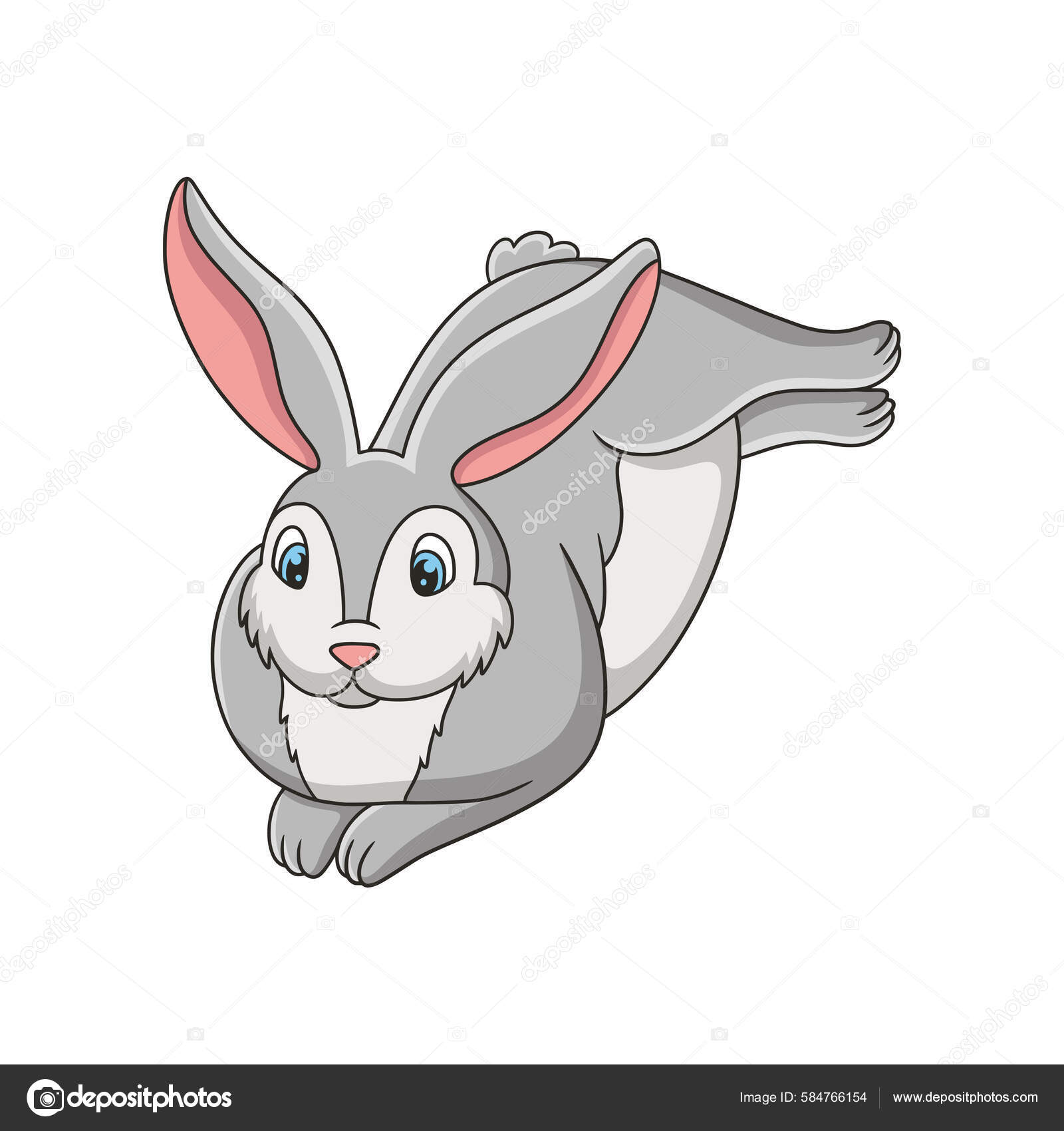 Cartoon Illustration Rabbit Lying Hay Cliff Enjoy Sunshine Middle ...