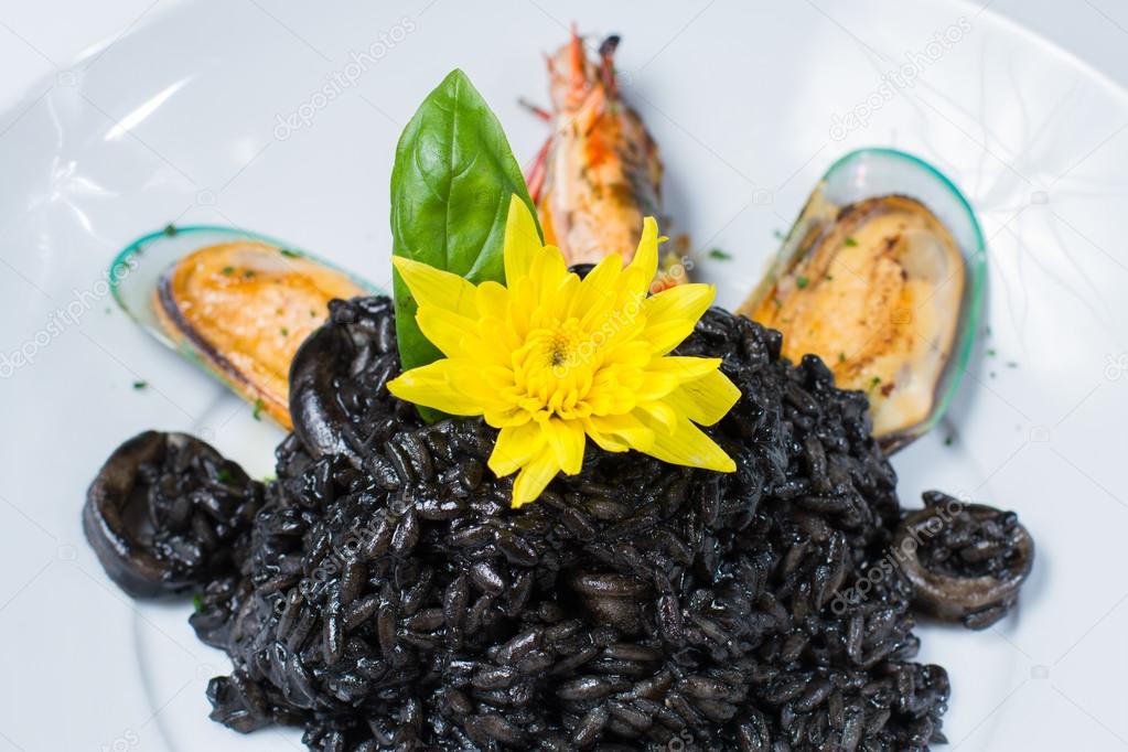 Black risotto seafood — Stock Photo © akaphon666 #37969723