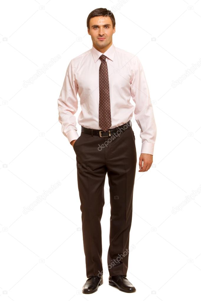 Well-dressed man in suit and tie. Charismatic businessman standing on ...