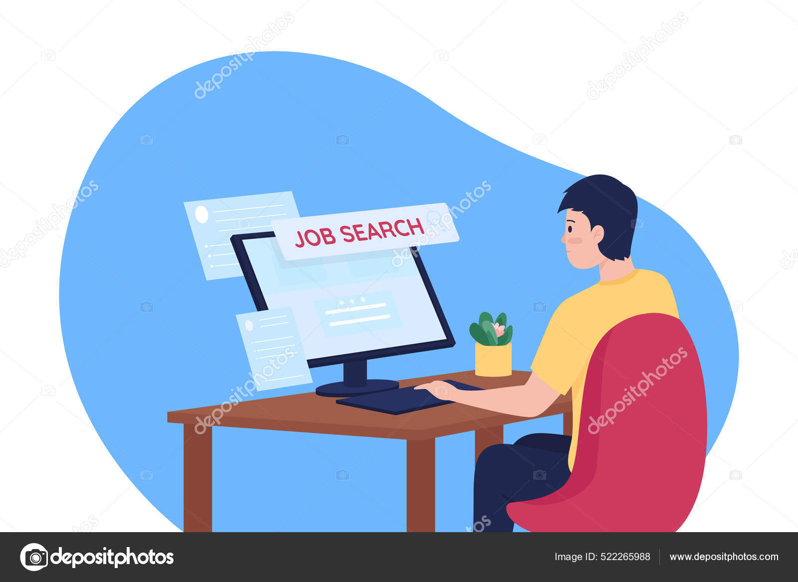 Job Search Vector Isolated Illustration Man Finding Work Offers Website ...