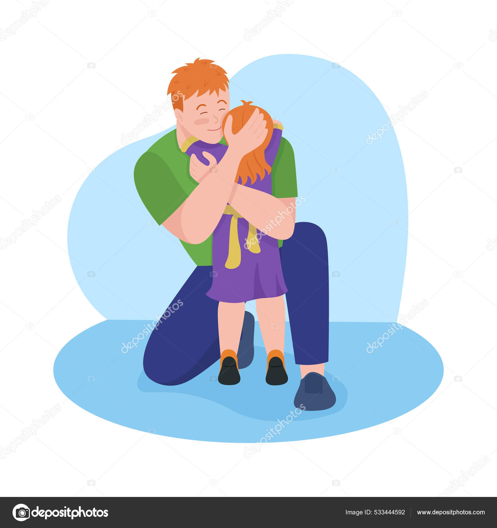 Far Kramar Dottern Vektor Isolerad Illustration Pappa Lugnar Kvinnliga ...