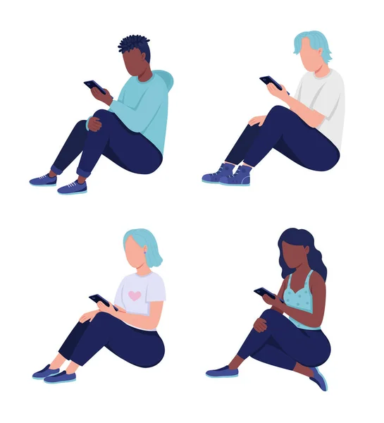 Mindfulness Internet Addiction Vector Isolated Illustrations Set Flat Characters Cartoon Stock ...