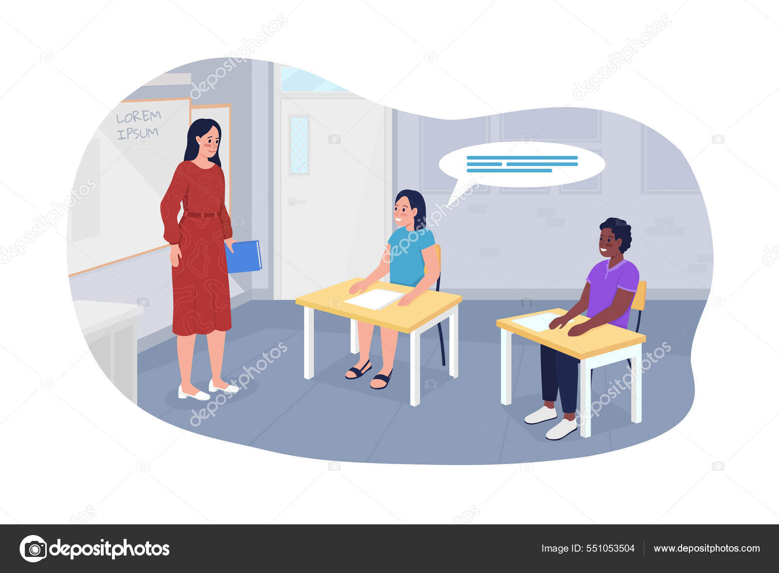 Kontor Tegneseriebakgrunn Krangler Kolleger Flatfargede Smittebærende