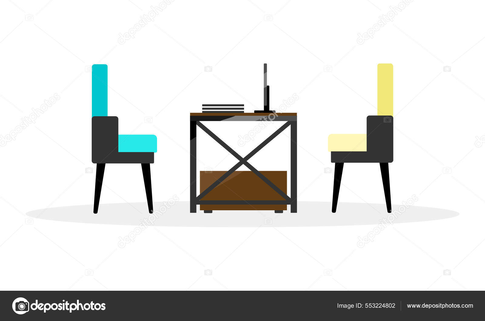 Interview Room Semi Flat Color Vector Object Minimalist Workspace Full ...