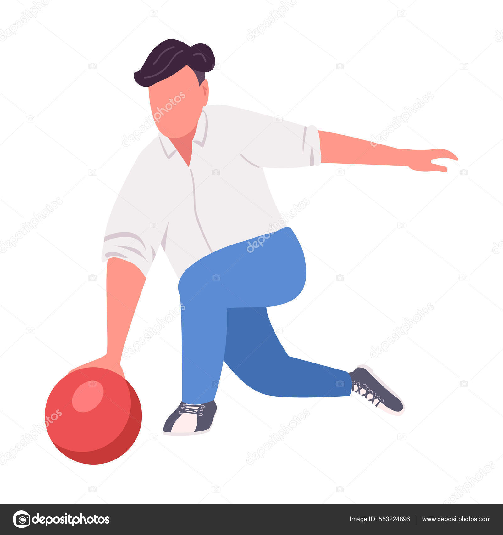 Man Throwing Bowling Ball Semi Flat Color Vector Character Posing Stock ...