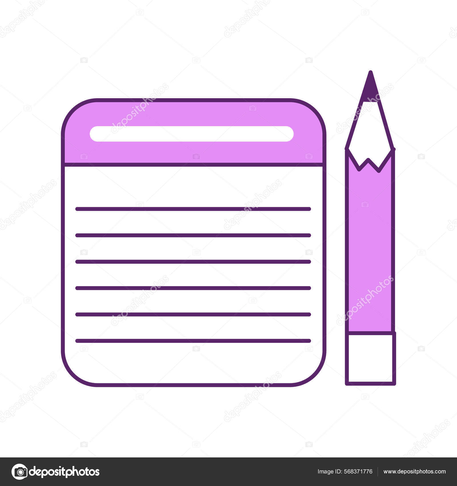 Notepad Pencil Semi Flat Color Vector Element Full Sized Object Stock ...