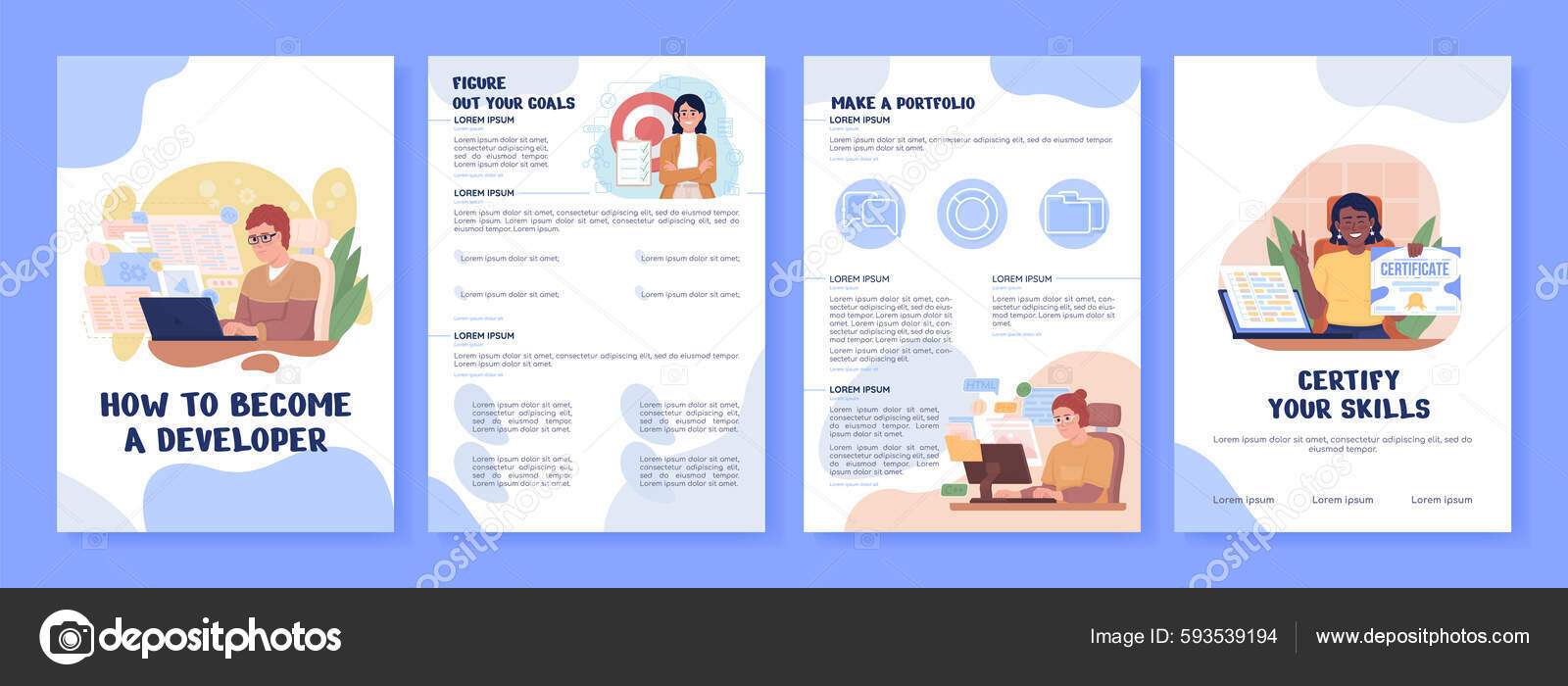How Become Developer Flat Vector Brochure Template Booklet Leaflet ... How Become Developer Flat Vector Brochure Template Booklet Leaflet ...