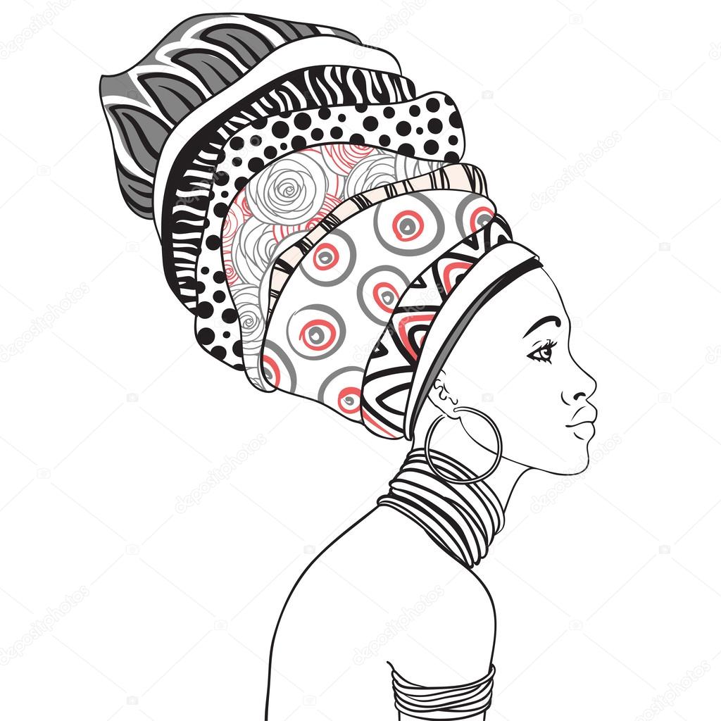 African Woman In Turban — Stock Vector © Vgorbash 37518201