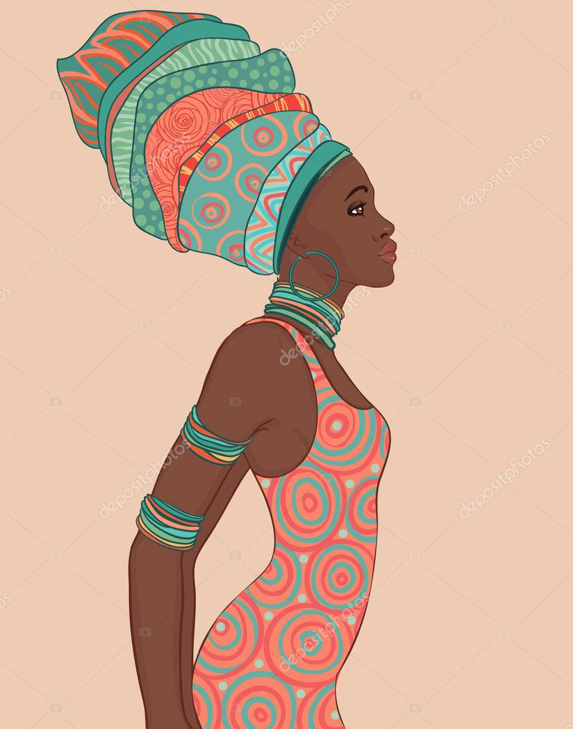 African American Woman In Turban — Stock Vector © Vgorbash 37518235