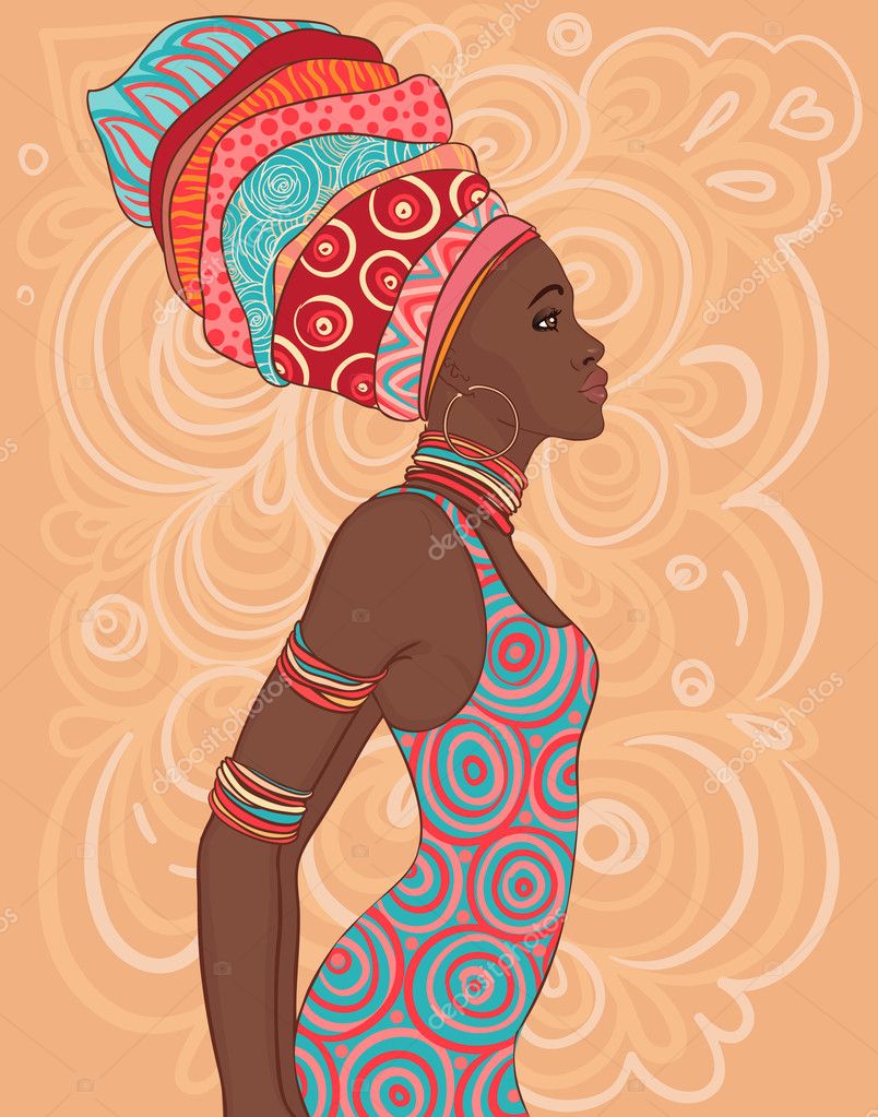African American Woman In Turban — Stock Vector © Vgorbash 37518261