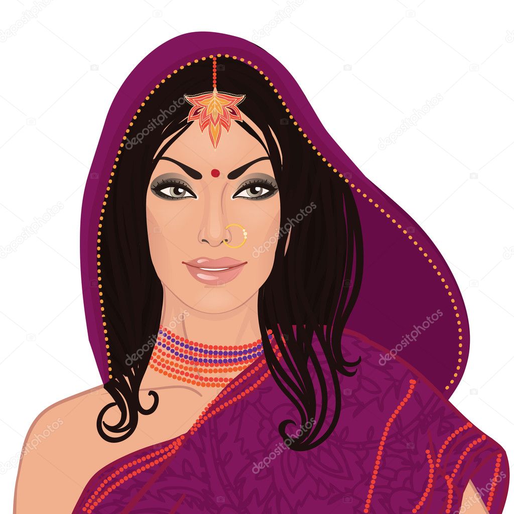 Beautiful indian woman Stock Vector by ©vgorbash 37526353