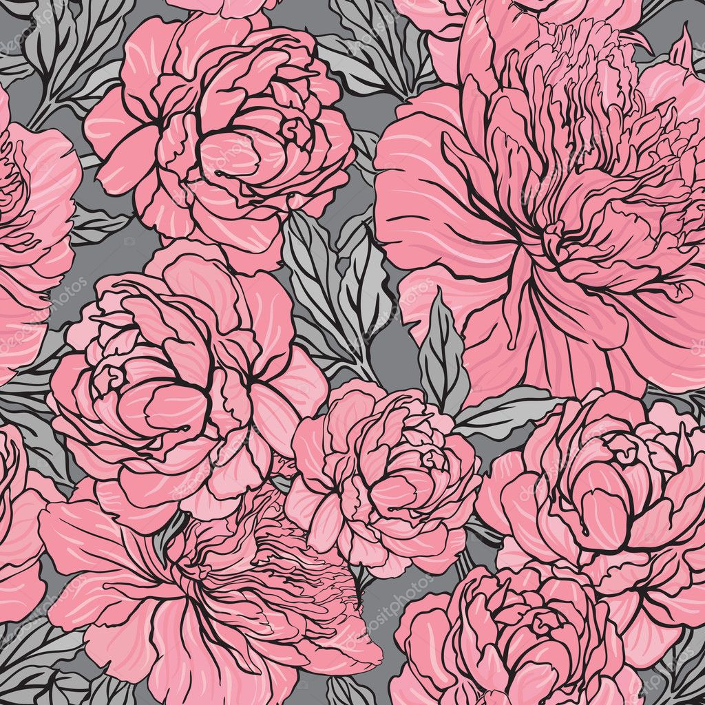 Seamless color peony pattern — Stock Vector © vgorbash #37528121